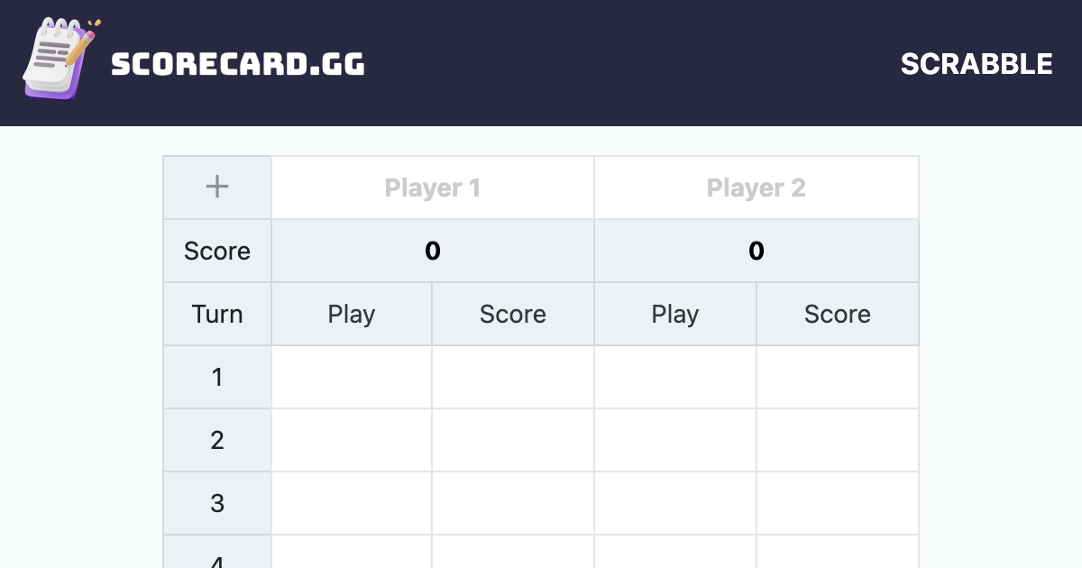 Printable Scrabble Scorecard
